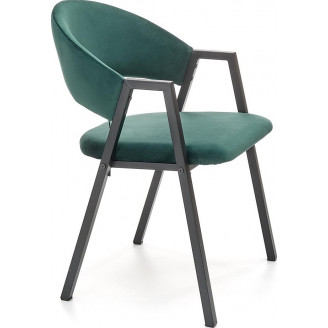 Krzesło welurowe z podłokietnikami K473 ciemny zielony/czarny Halmar